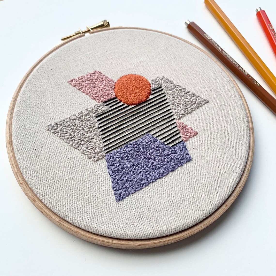 PDF Instruction for Modern Embroidery, Geometric Design, Step by Step ...