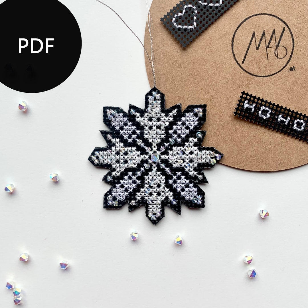 Beaded Cross Stitch Pattern, White Star, Modern Christmas Ornament ...