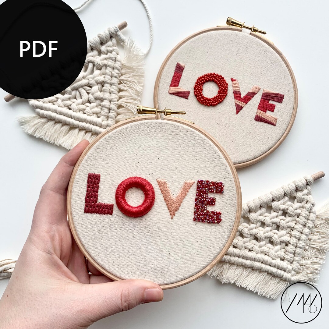 LOVE - Tutorial for Modern Embroidery With Beads, PDF Incl. 2 Designs ...