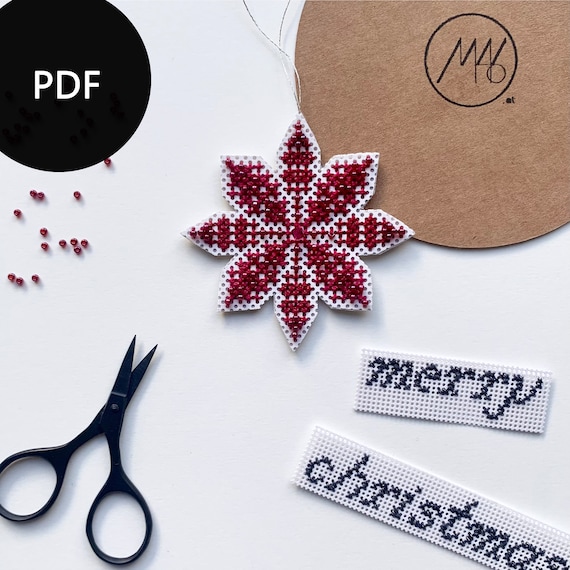 Beaded Cross Stitch Pattern Red Star Modern Christmas - Etsy