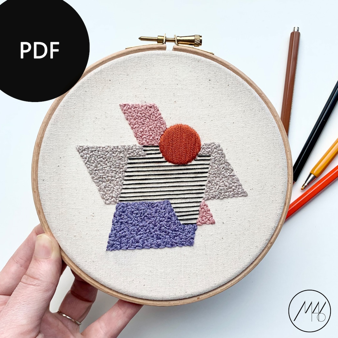 PDF Instruction for Modern Embroidery, Geometric Design, Step by Step ...