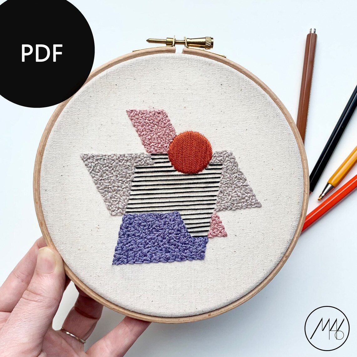 PDF Instruction for Modern Embroidery, Geometric Design, Step by Step ...