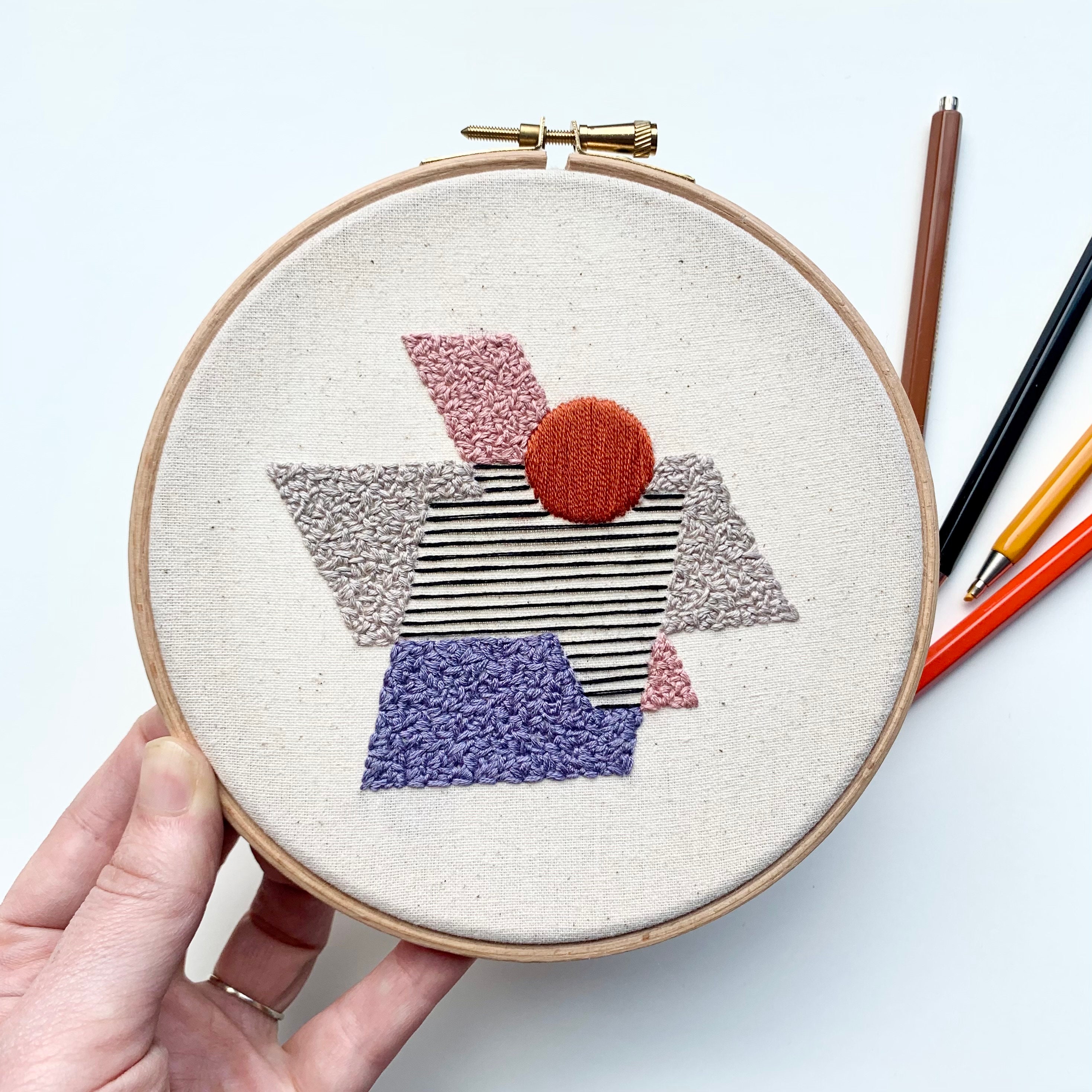 PDF Instruction for Modern Embroidery, Geometric Design, Step by Step ...