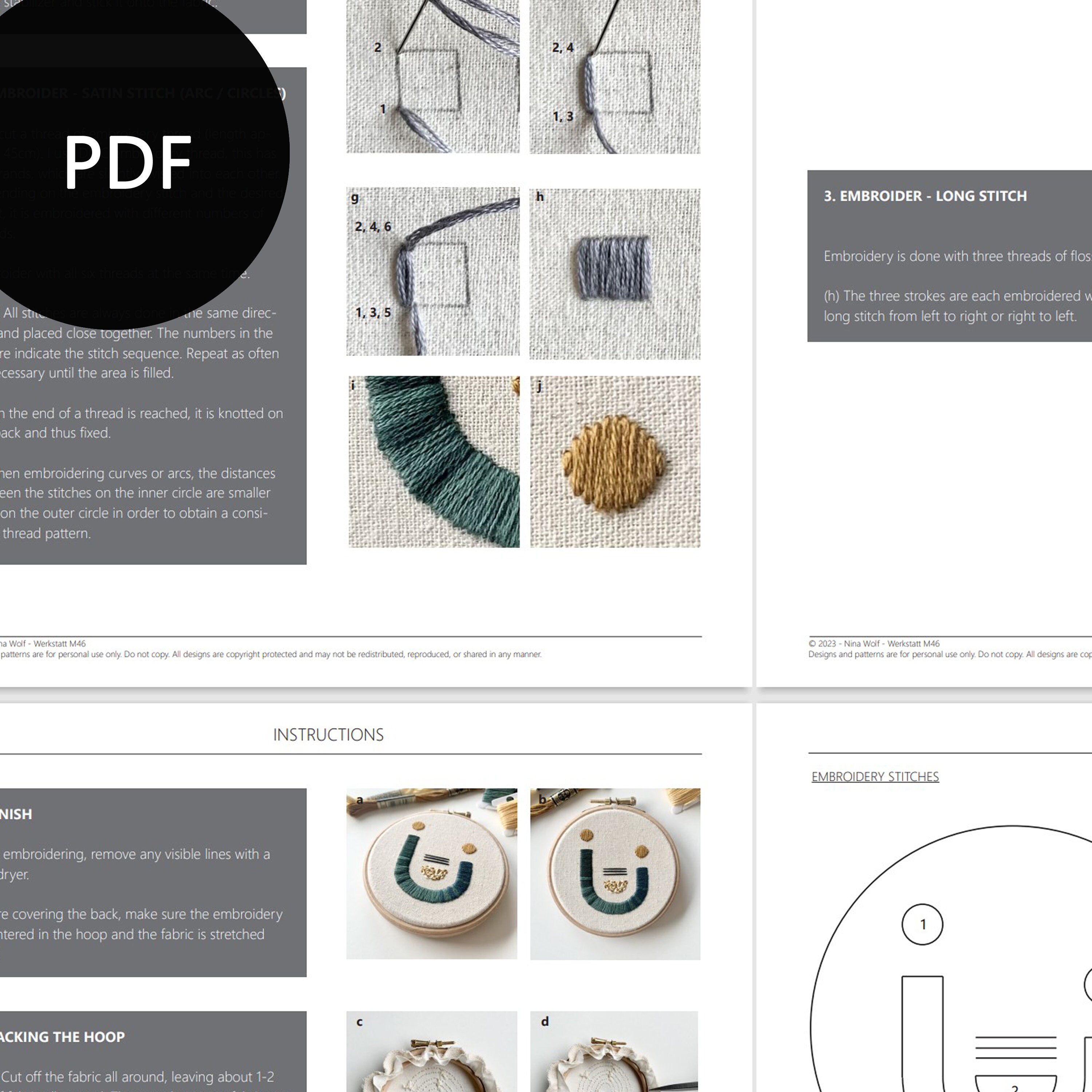 PDF Instruction for Modern Embroidery, "balance" - Geometric Design ...