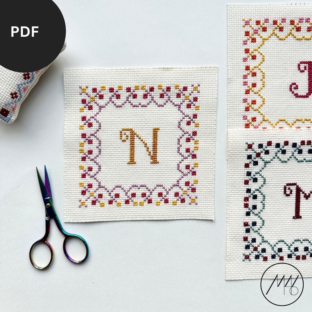 ABC - Cross Stitch Pattern, Classic Monogram, 3 Color Variations ...