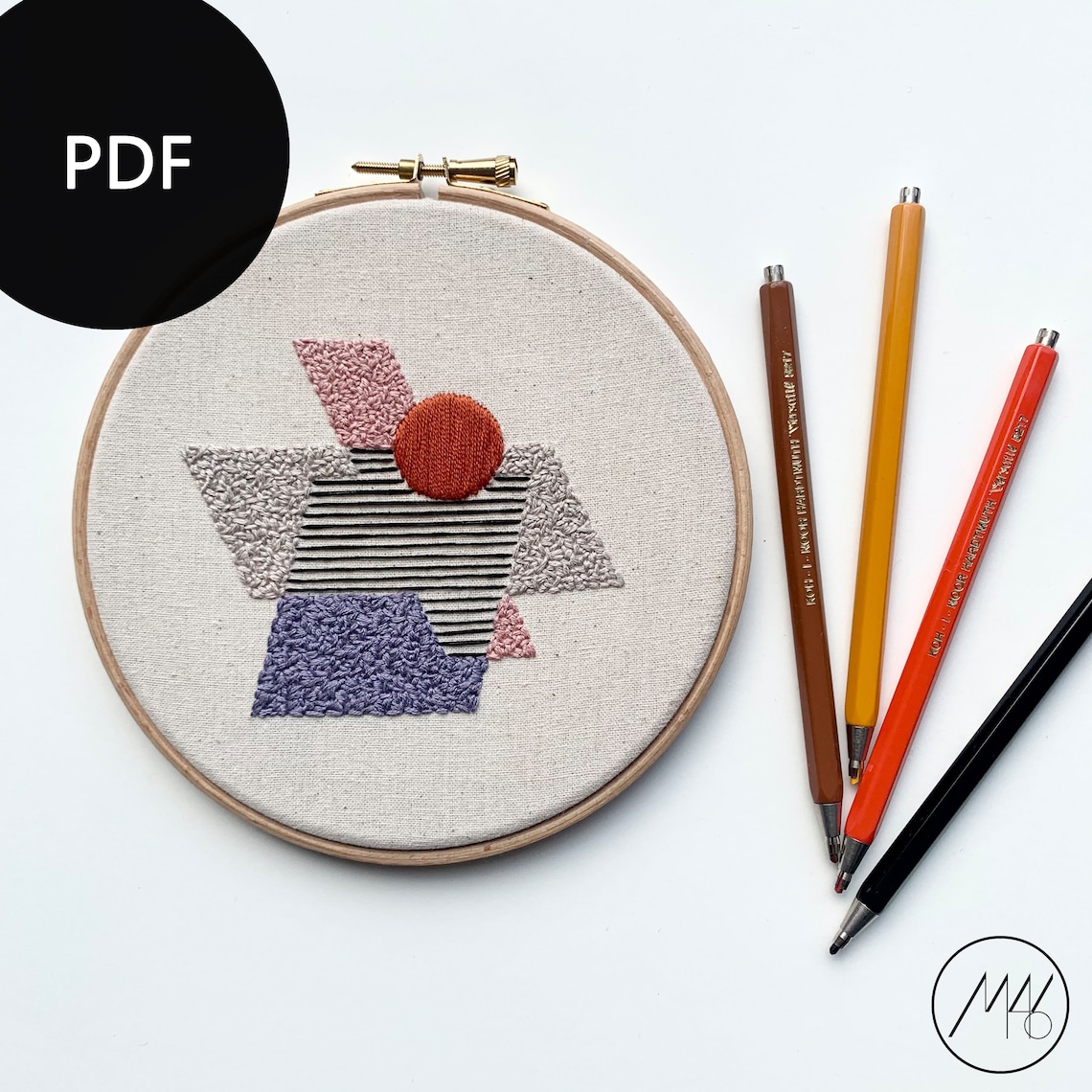PDF Instruction for Modern Embroidery, Geometric Design, Step by Step ...