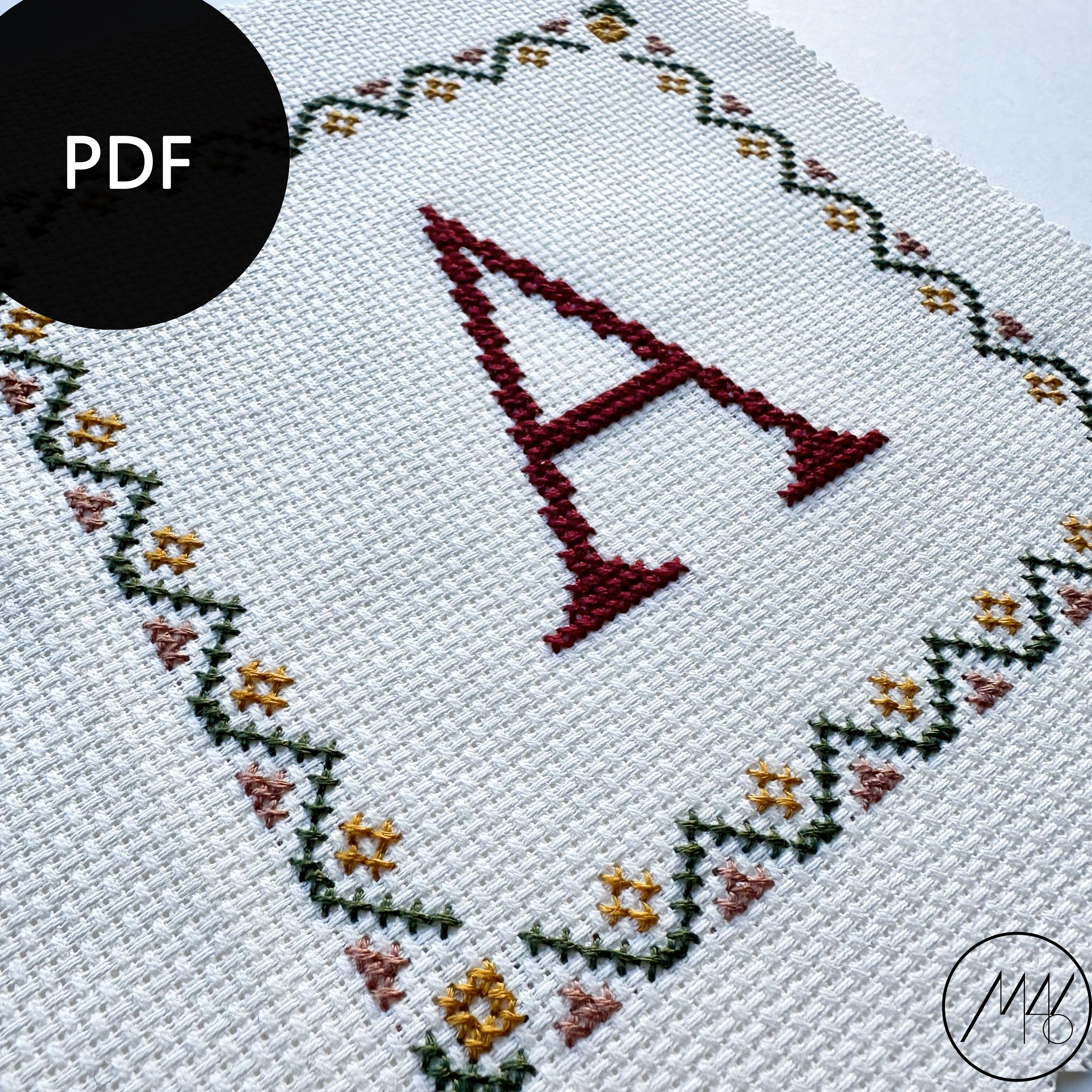 ABC - Cross Stitch Pattern, Vintage Monogram, 3 Color Variations ...