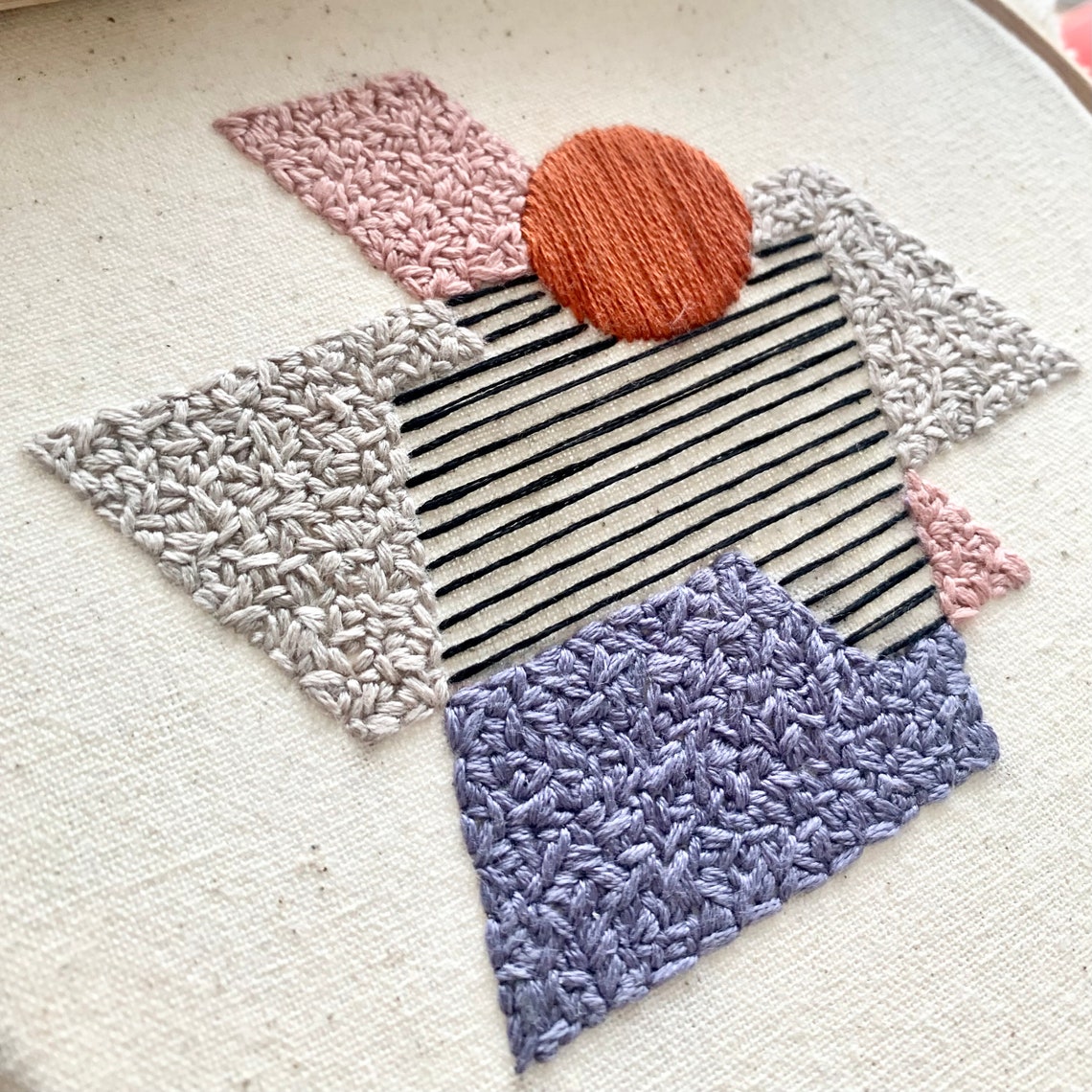 PDF Instruction for Modern Embroidery, Geometric Design, Step by Step ...