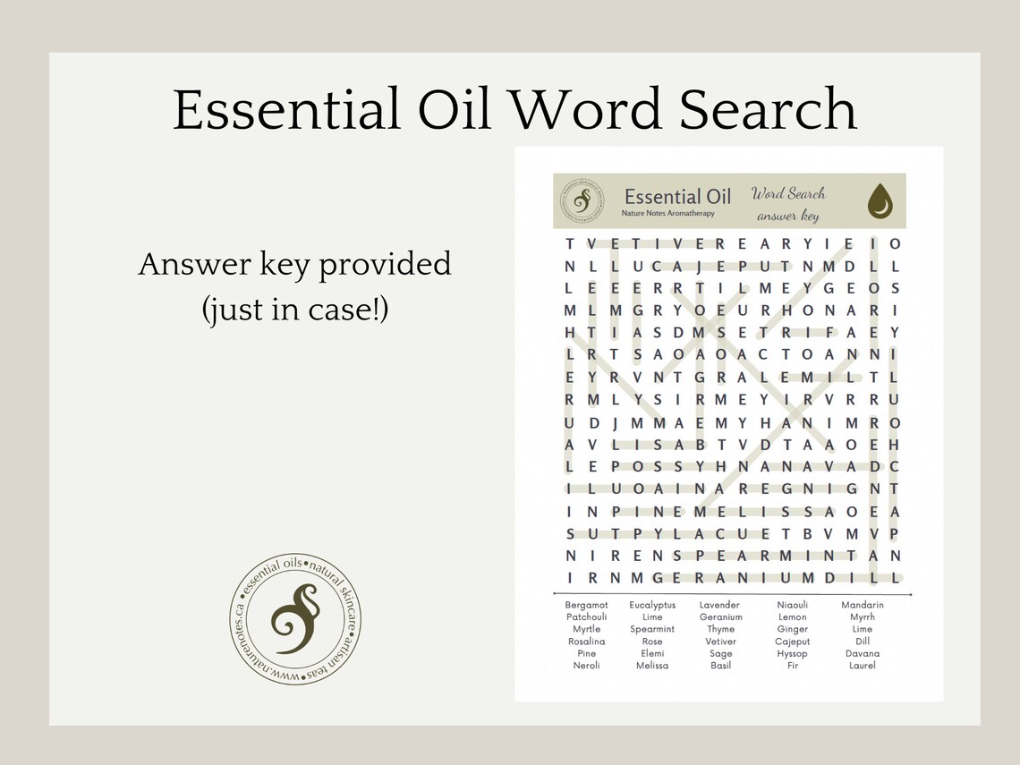 Essential Oil Word Search Printable - Etsy