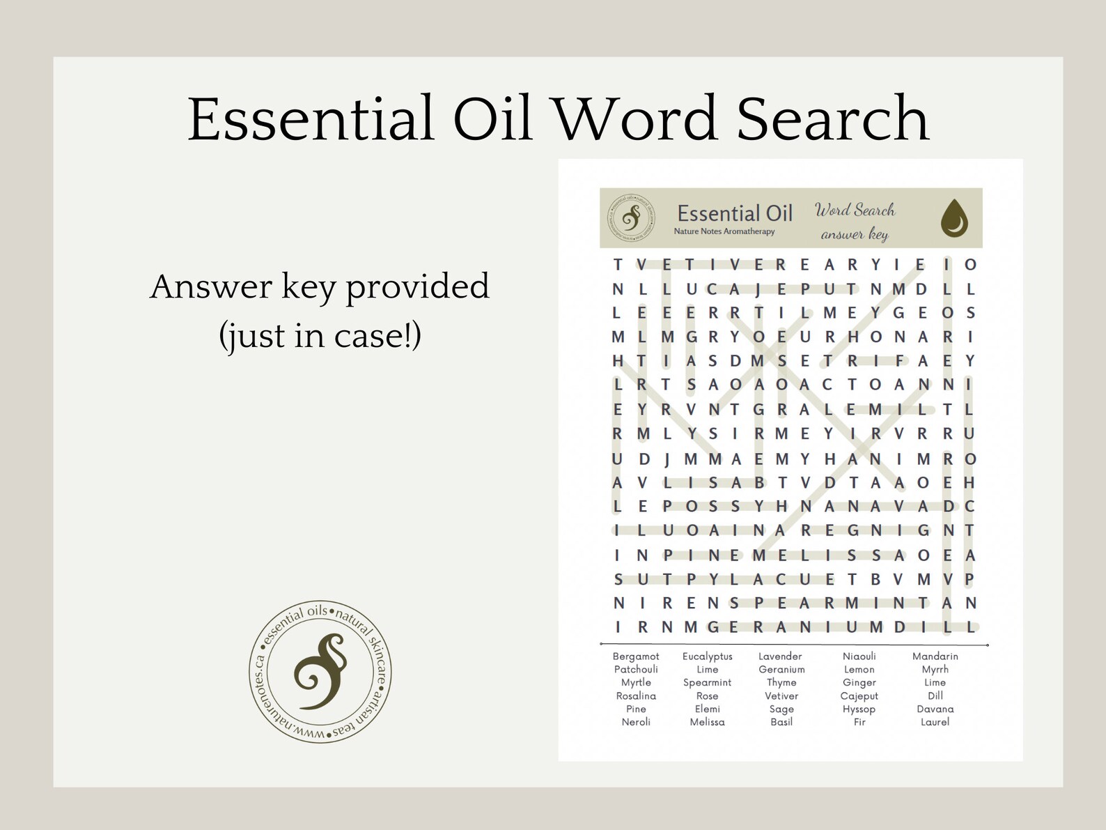 Essential Oil Word Search Printable - Etsy