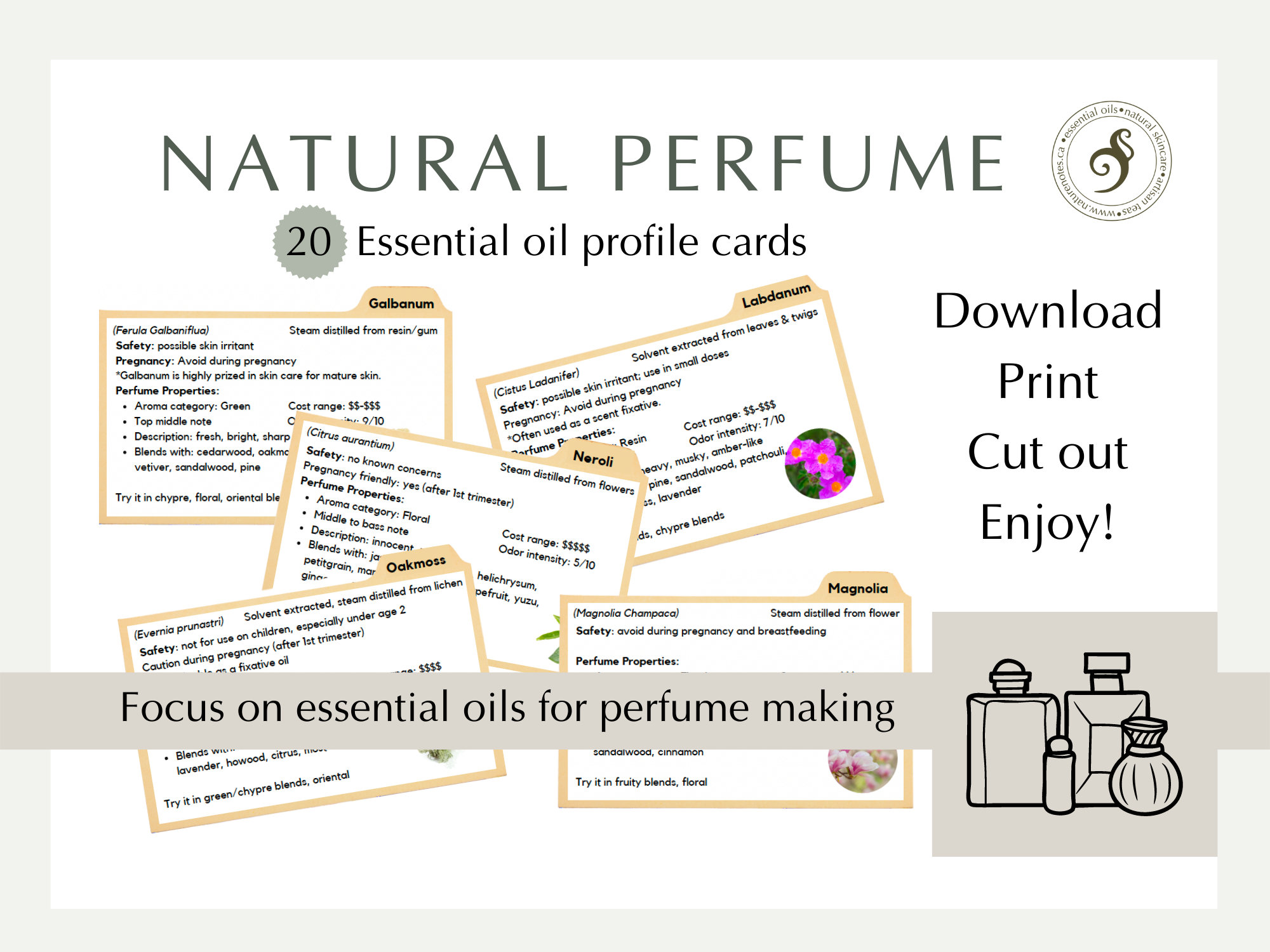 Essential Oil Profile Cards Trio Bundle Download & Print Essential Oil ...