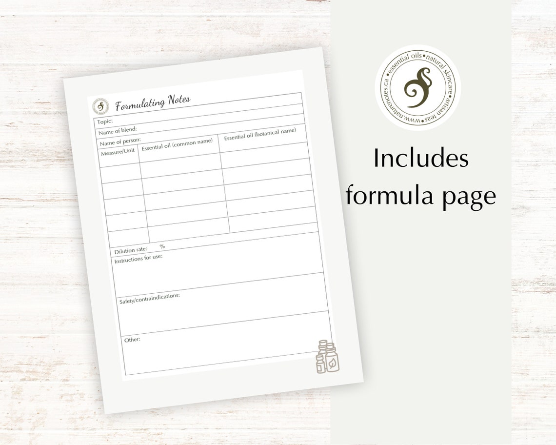 Essential Oil Profile Worksheet templates - Etsy