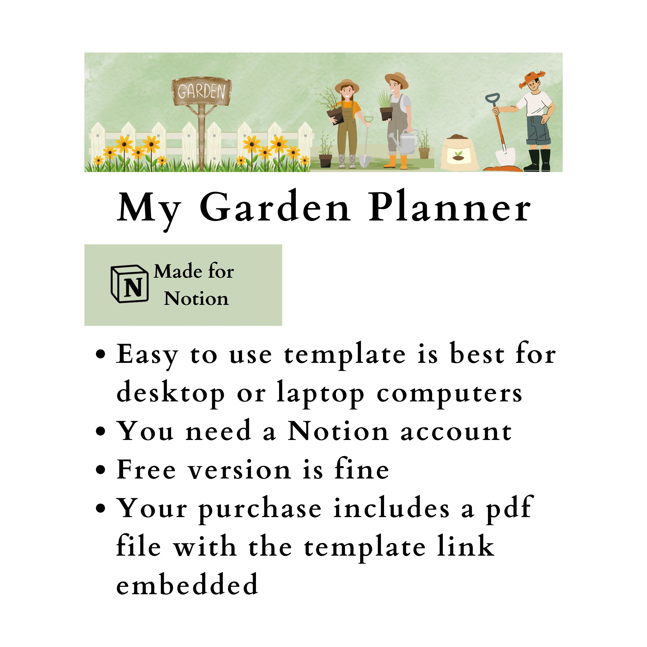 Digital Garden Planner notion Template - Etsy