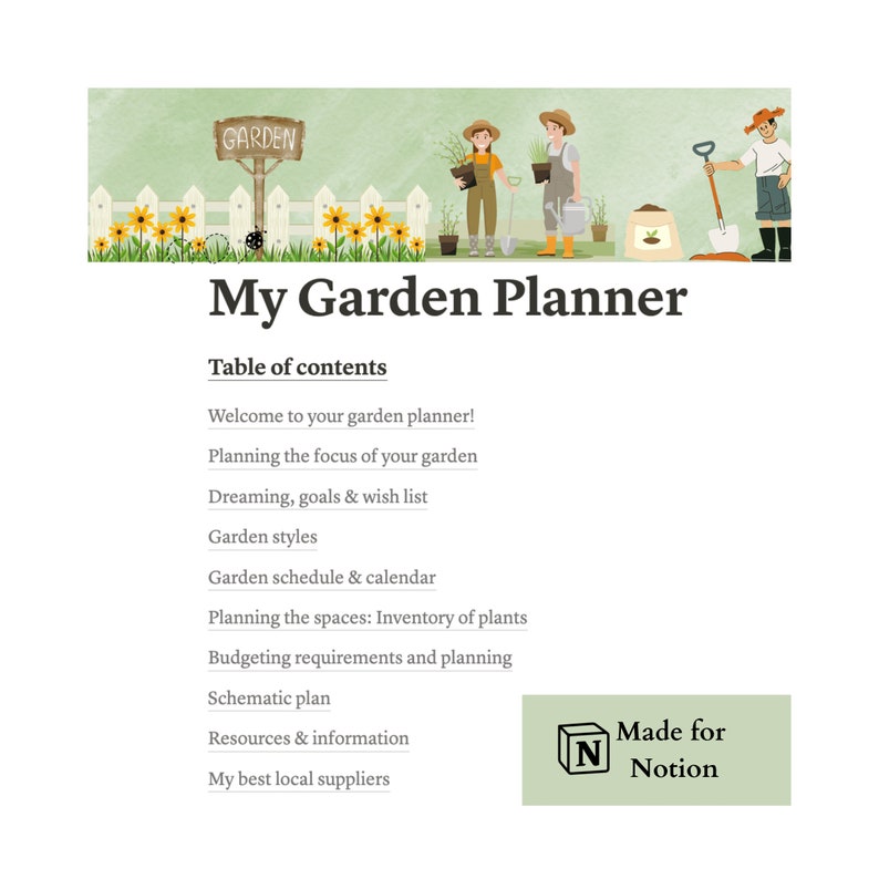 Digital Garden Planner (notion Template) - Etsy