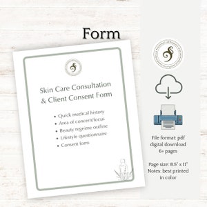 Skin Assessment Consultation Form | DIY Fillable PDF + Editable Canva ...
