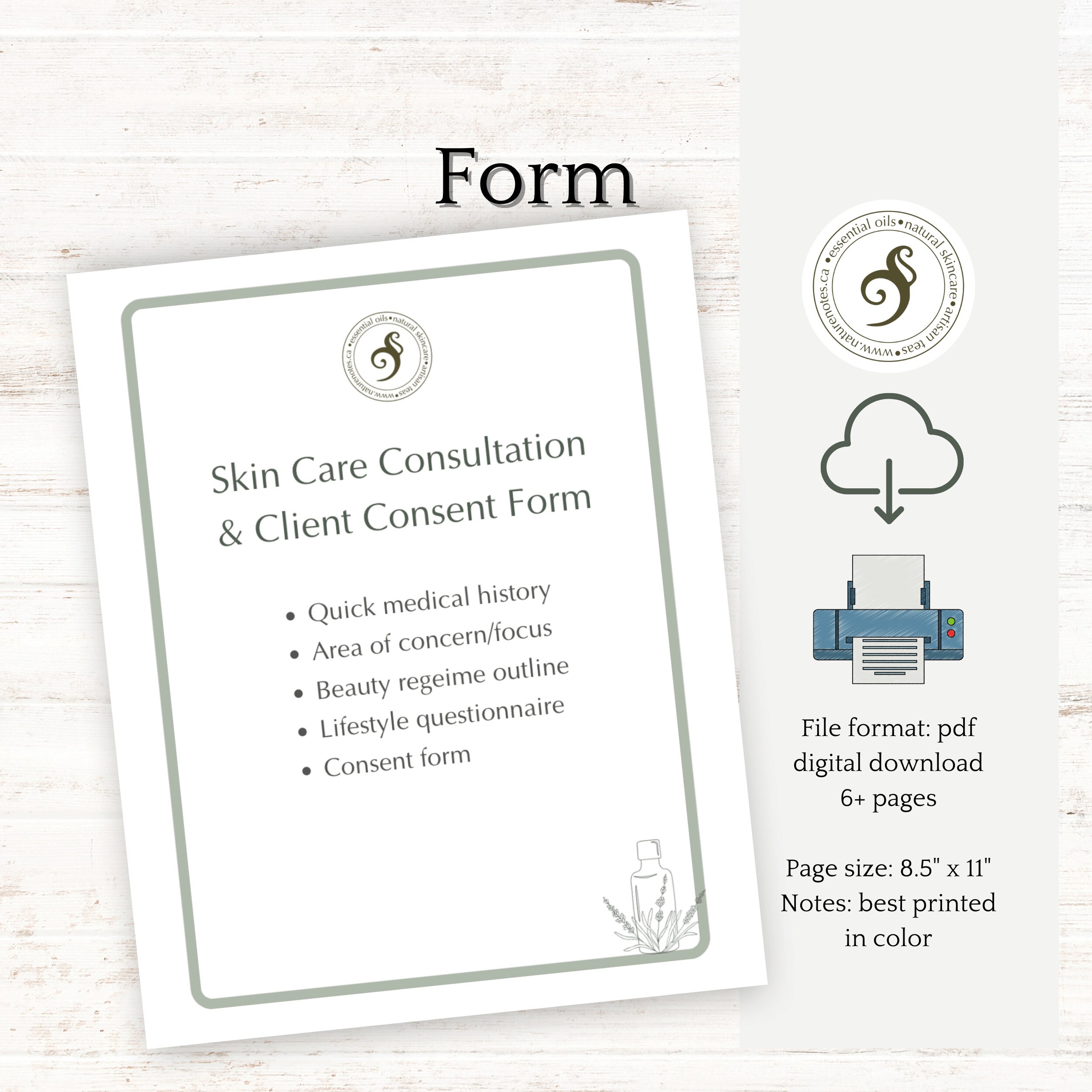 Skin Assessment Consultation Form | DIY Fillable PDF + Editable Canva ...