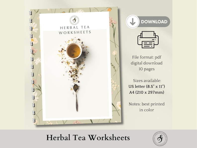 Herbal Tea Guide & Blending Worksheets (editable in Canva Pro, Access ...