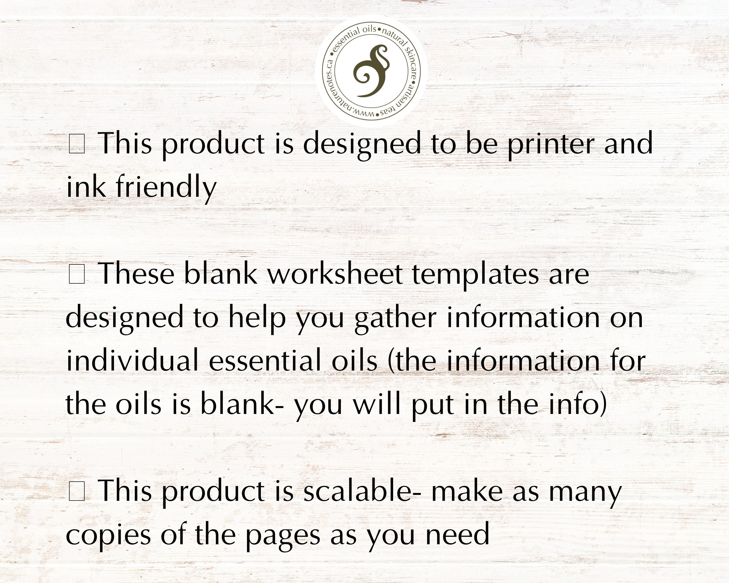 Essential Oil Profile Worksheet templates - Etsy