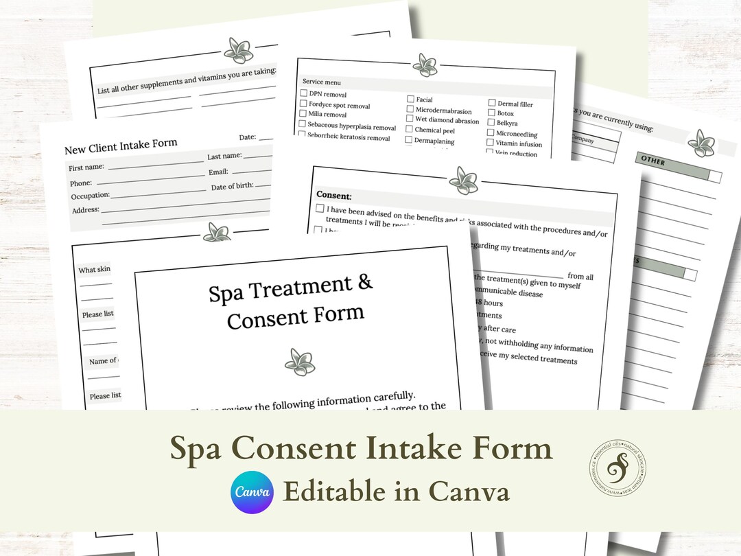 Spa Client Intake and Consent Form (editable in Canva) - Etsy