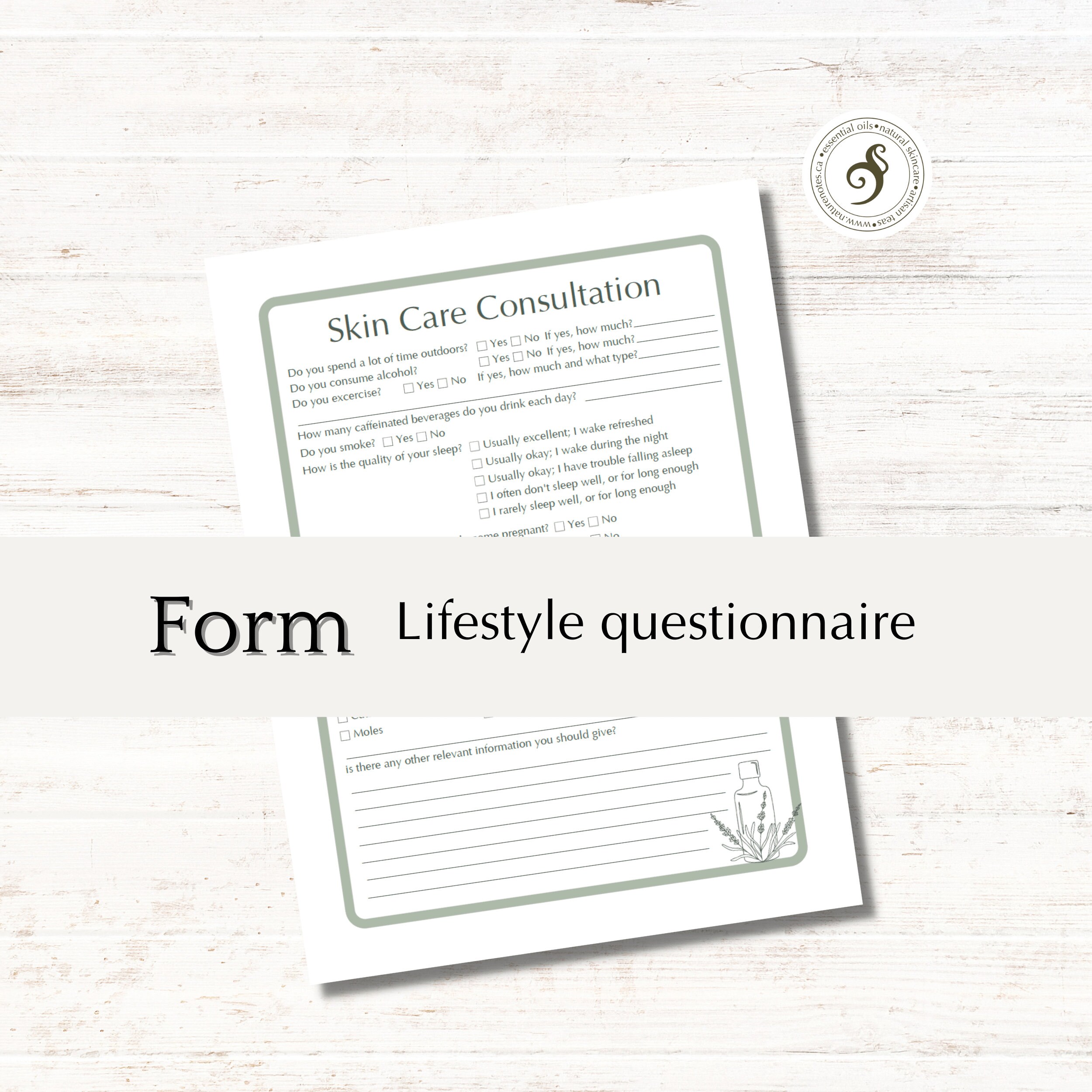 Skin Assessment Consultation Form | DIY Fillable PDF + Editable Canva ...