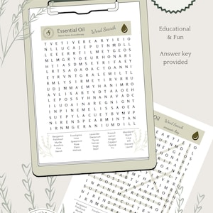 Essential Oil Word Search Printable - Etsy
