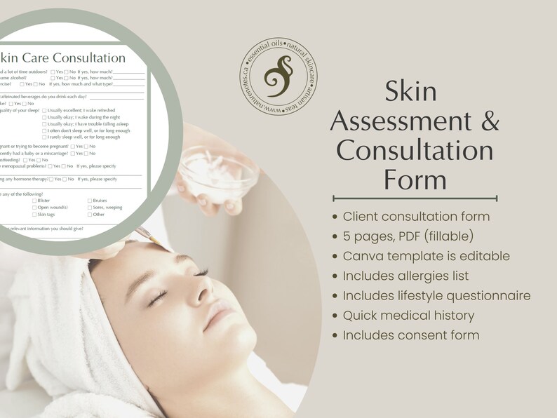 Skin Assessment Consultation Form DIY Fillable PDF Editable Canva ...