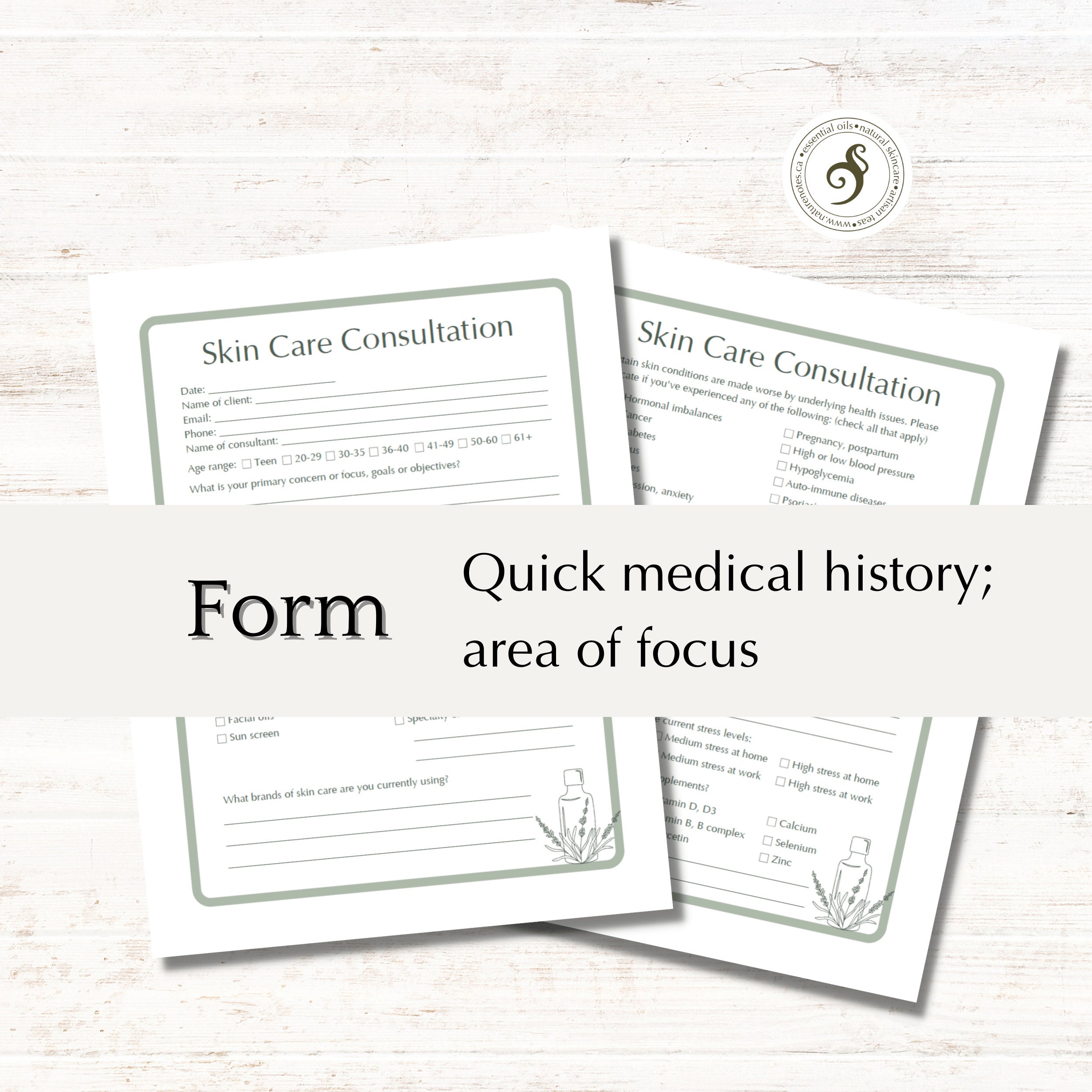 Skin Assessment Consultation Form | DIY Fillable PDF + Editable Canva ...