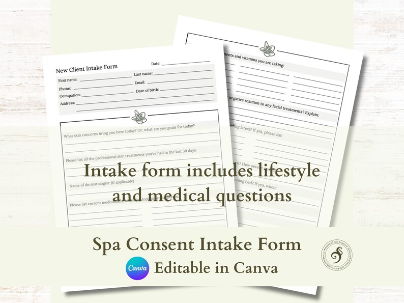 Spa Client Intake and Consent Form (editable in Canva) - Etsy