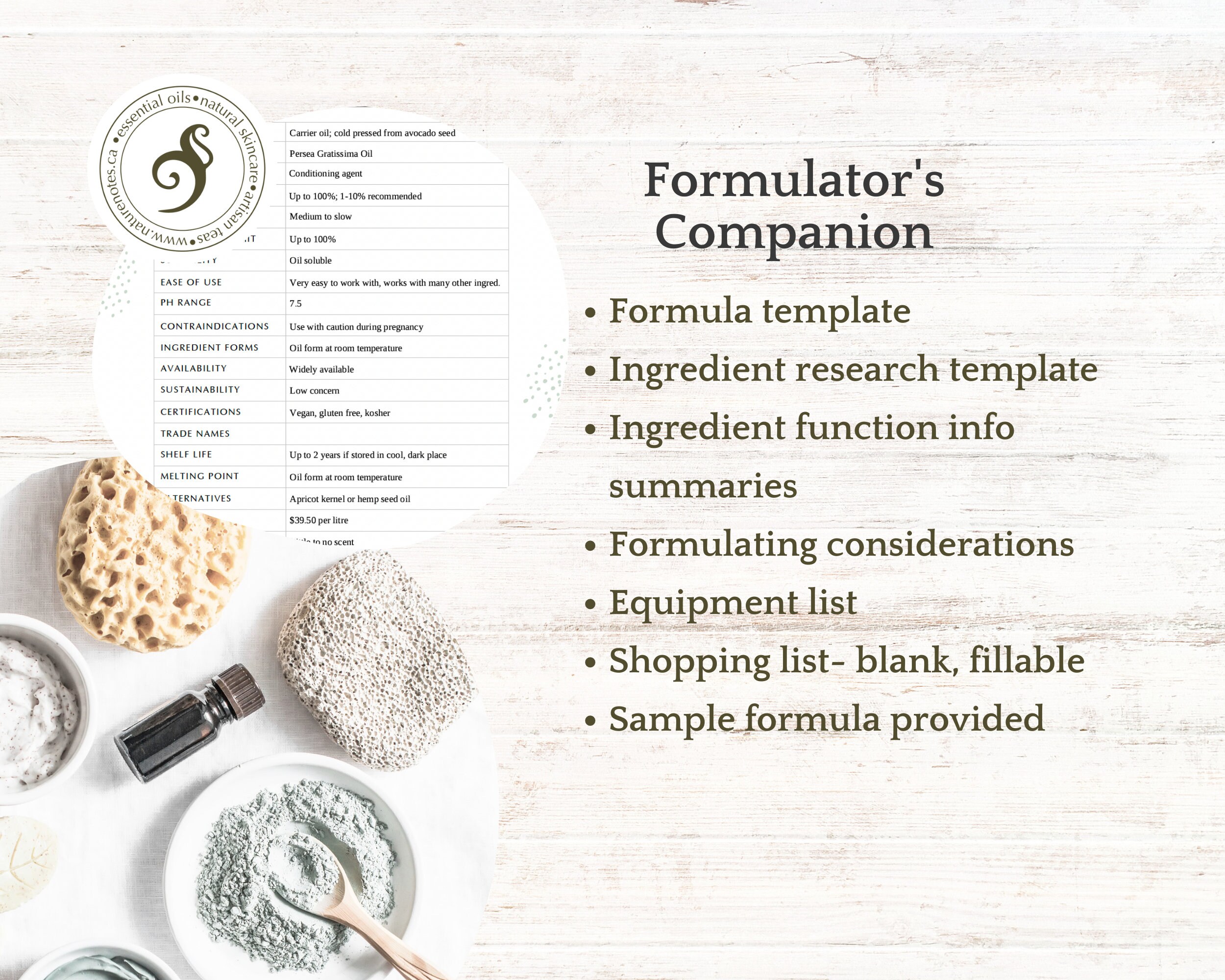 Natural Skin Care Formula Worksheets - Etsy