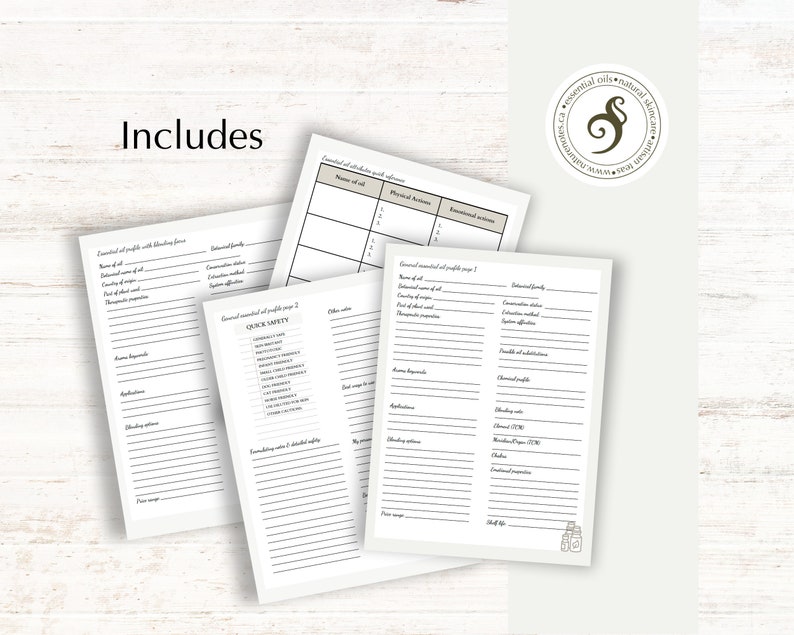Essential Oil Profile Worksheet templates - Etsy
