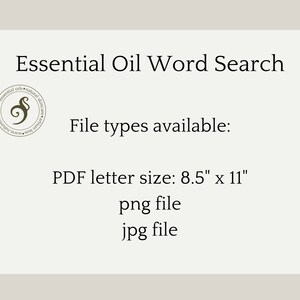 Essential Oil Word Search Printable - Etsy