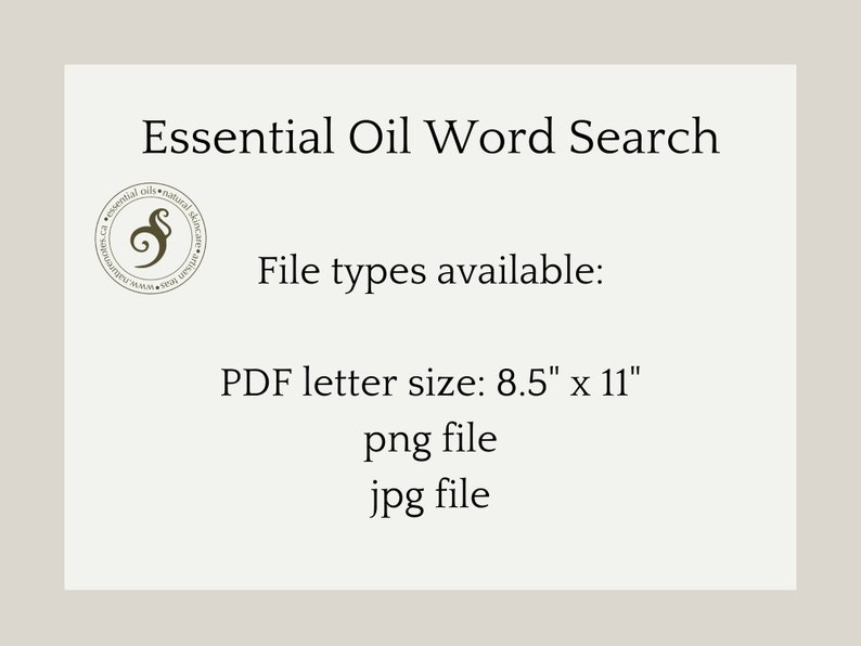 Essential Oil Word Search Game Printable - Etsy