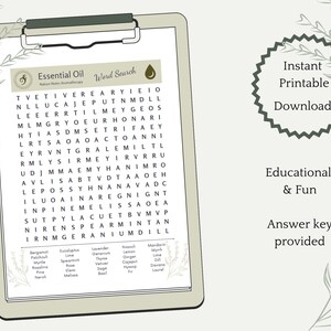 Essential Oil Word Search Printable - Etsy