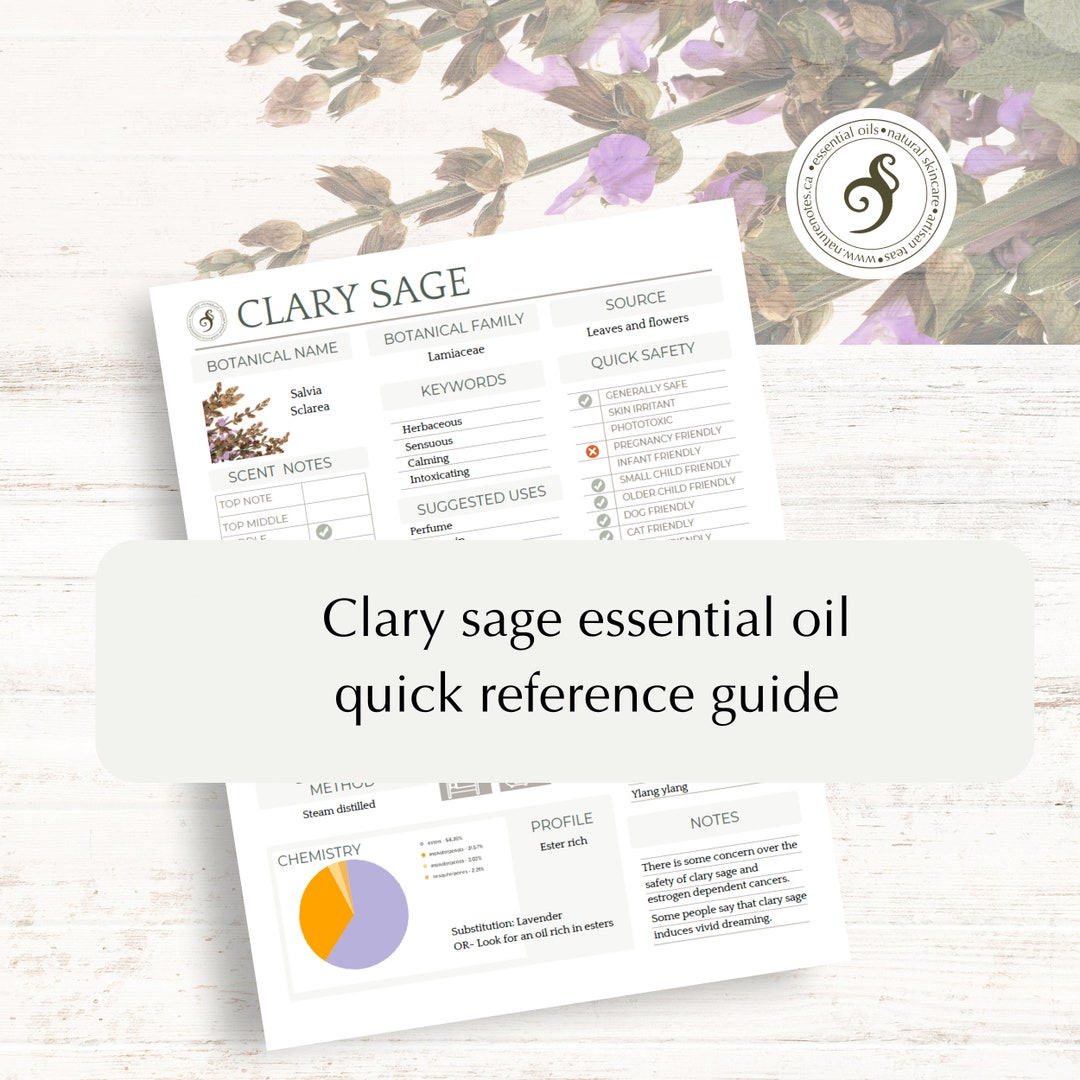 Clary Sage Essential Oil Quick Reference Guide - Etsy