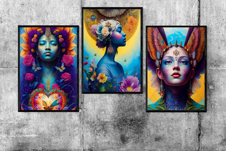 Printable Art Floral Wall Art Set of 3 Colorful Aesthetic Room Decor ...