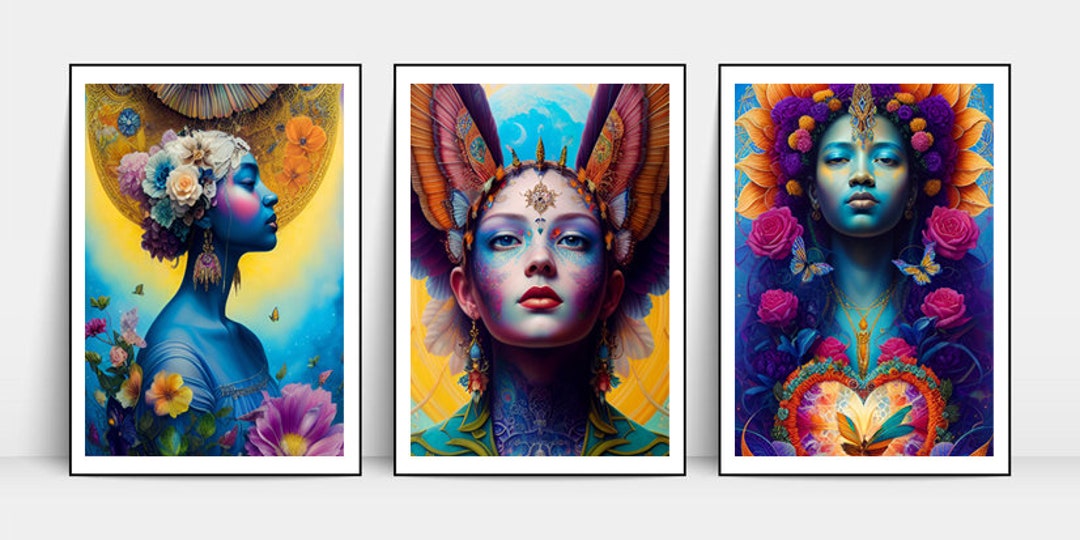 Printable Art Floral Wall Art Set of 3 Colorful Aesthetic Room Decor ...