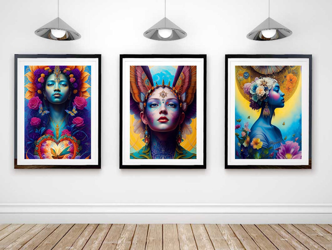 Printable Art Floral Wall Art Set of 3 Colorful Aesthetic Room Decor ...
