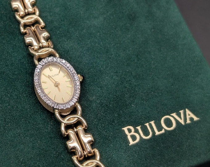 Vintage Women's 14K Solid Gold Bulova Watch With Natural Diamonds - Etsy