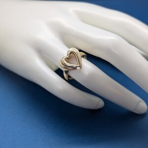 14K Solid Gold Double Heart Ring - Layered Design - Etsy