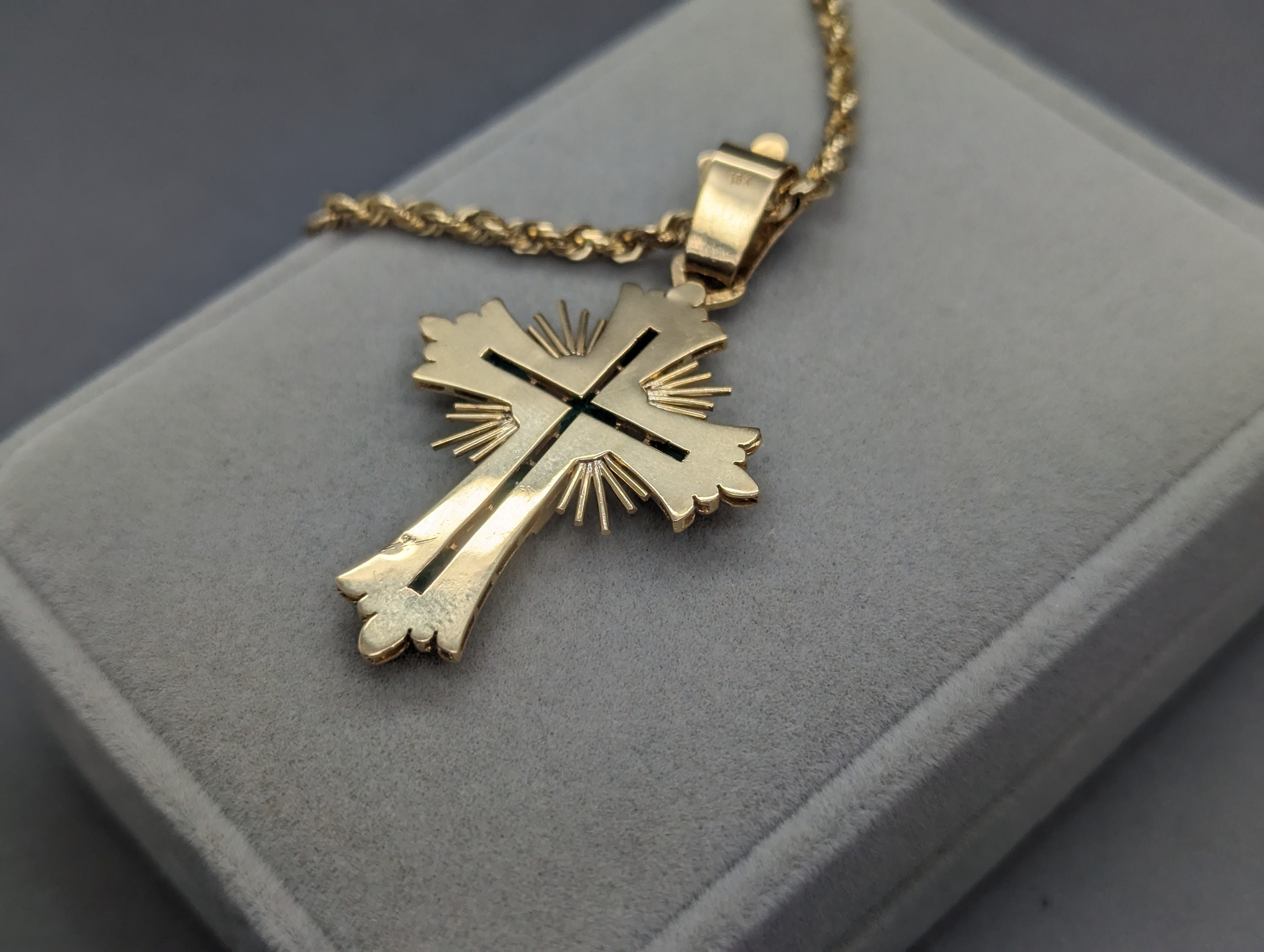 Vintage 18K Solid Gold Radiating Cross X7 Natural Columbian Emeralds - Etsy