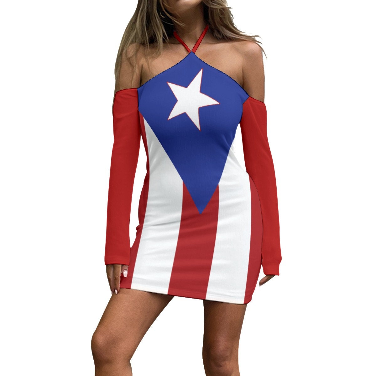 Puerto Rican Flag Women's Halter Lace-up Dress - Etsy