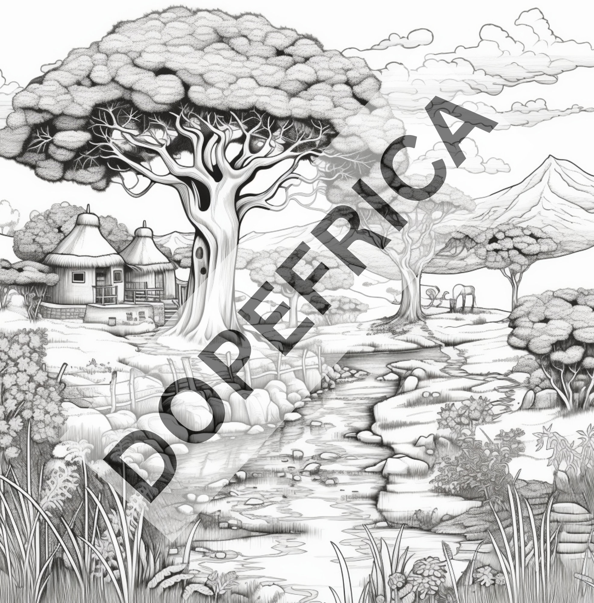 Printable Coloring Book Scenes of Africa Coloring Book Digital File - Etsy