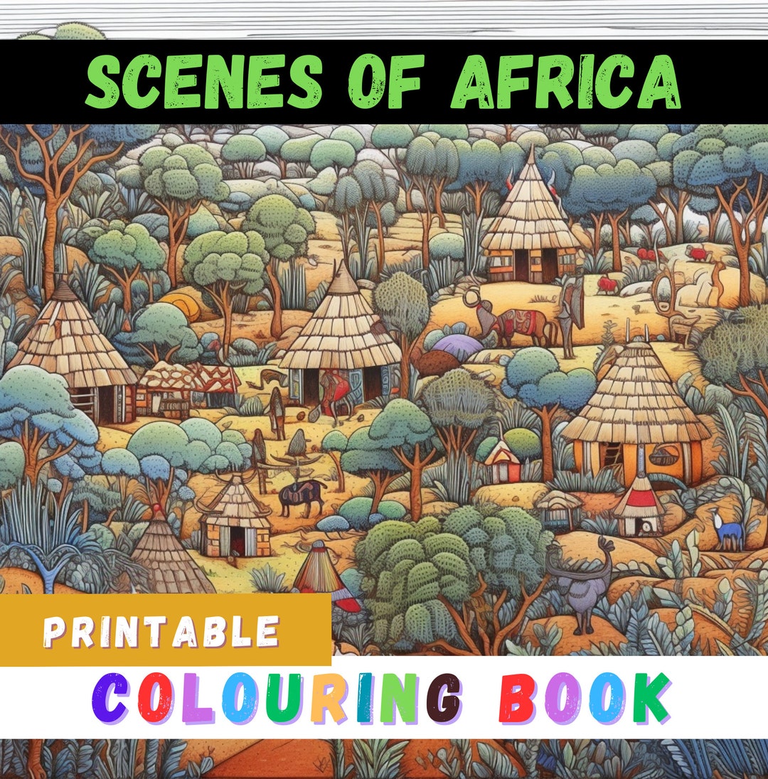 Printable Coloring Book - Scenes of Africa Coloring Book Digital File ...
