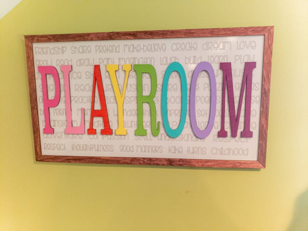 Laser Engraved Hand Painted Playroom Sign - Etsy