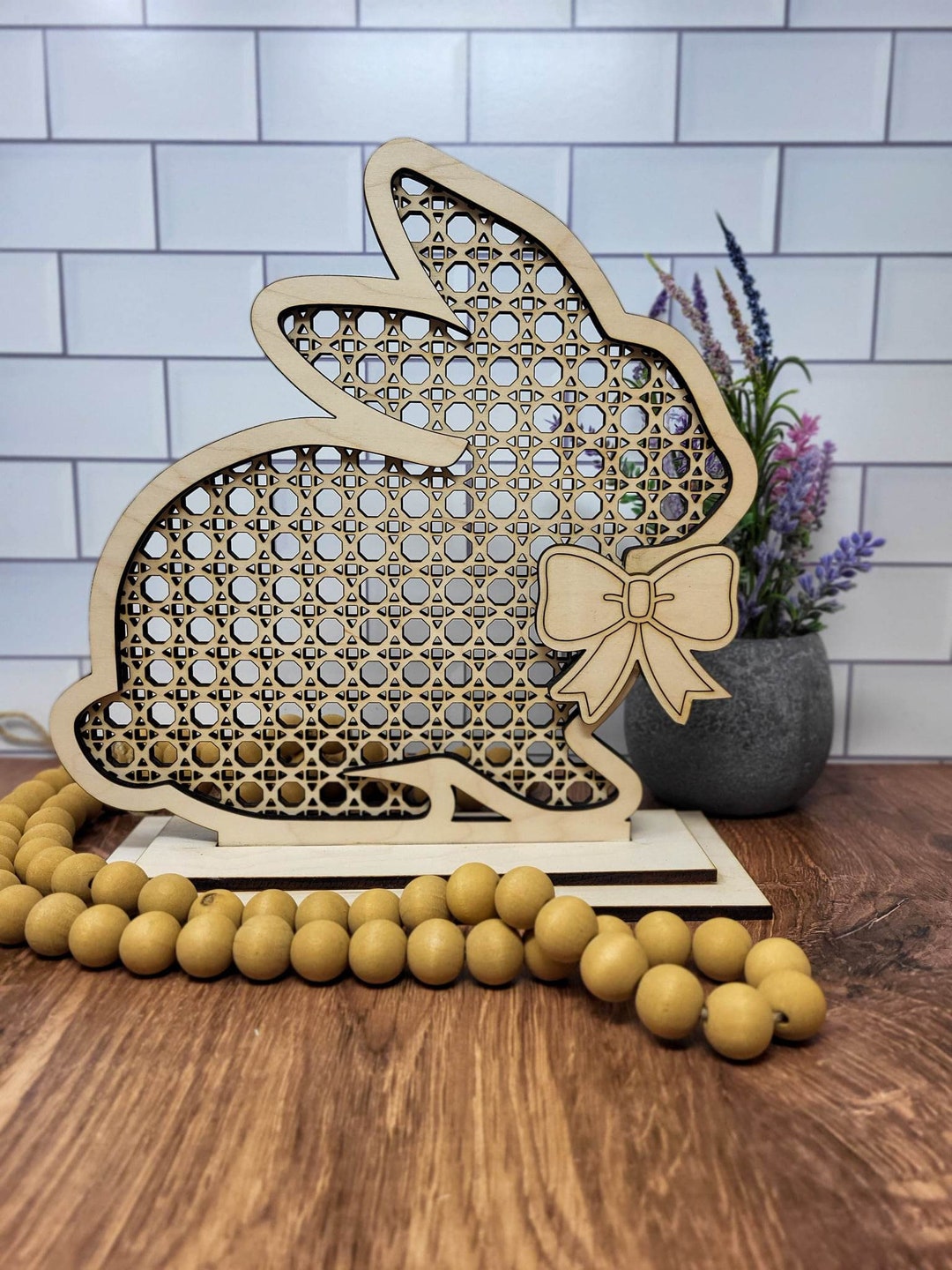 10 Inch Standing Laser Cut Rattan Bunny - Etsy