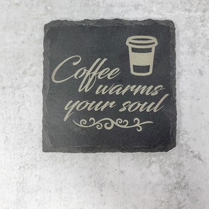 Laser Engraved Slate Coffee Themed Coasters - Etsy