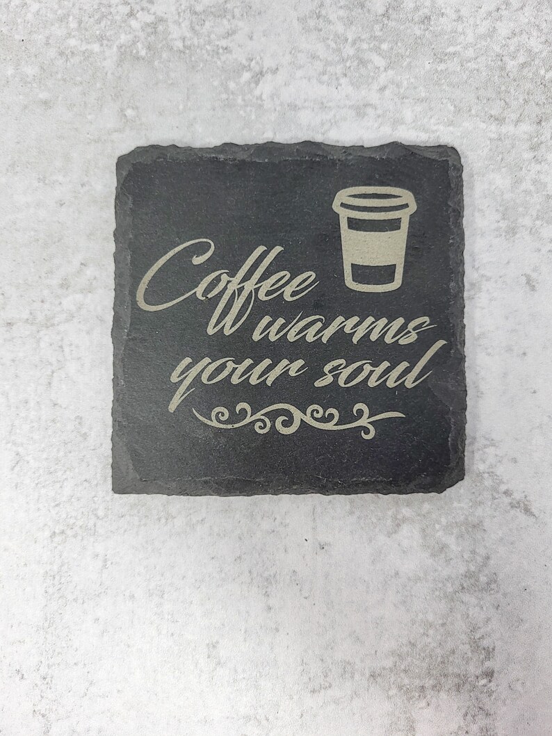 Laser Engraved Slate Coffee Themed Coasters - Etsy
