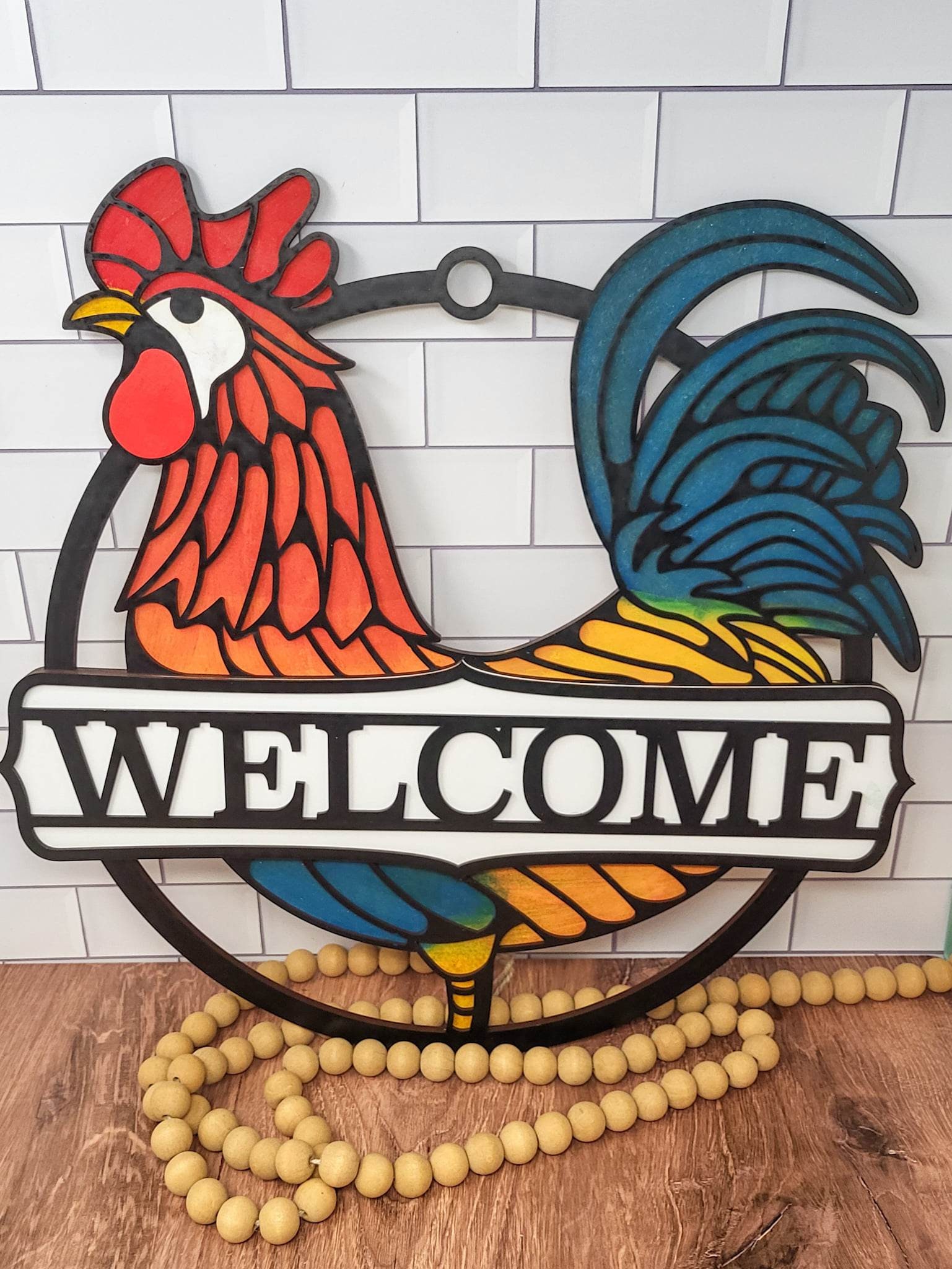 18 Inch Round Rooster Welcome Sign - Etsy