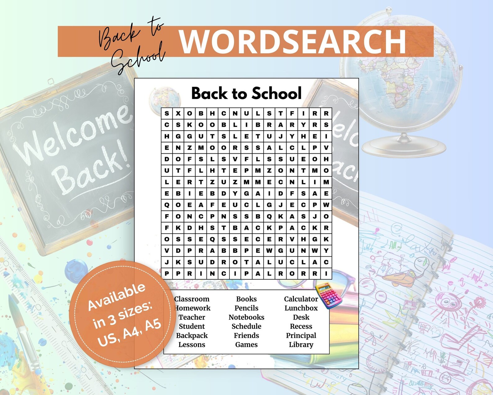 Wordsearch Printable, Back to School Game, School Printable - Etsy