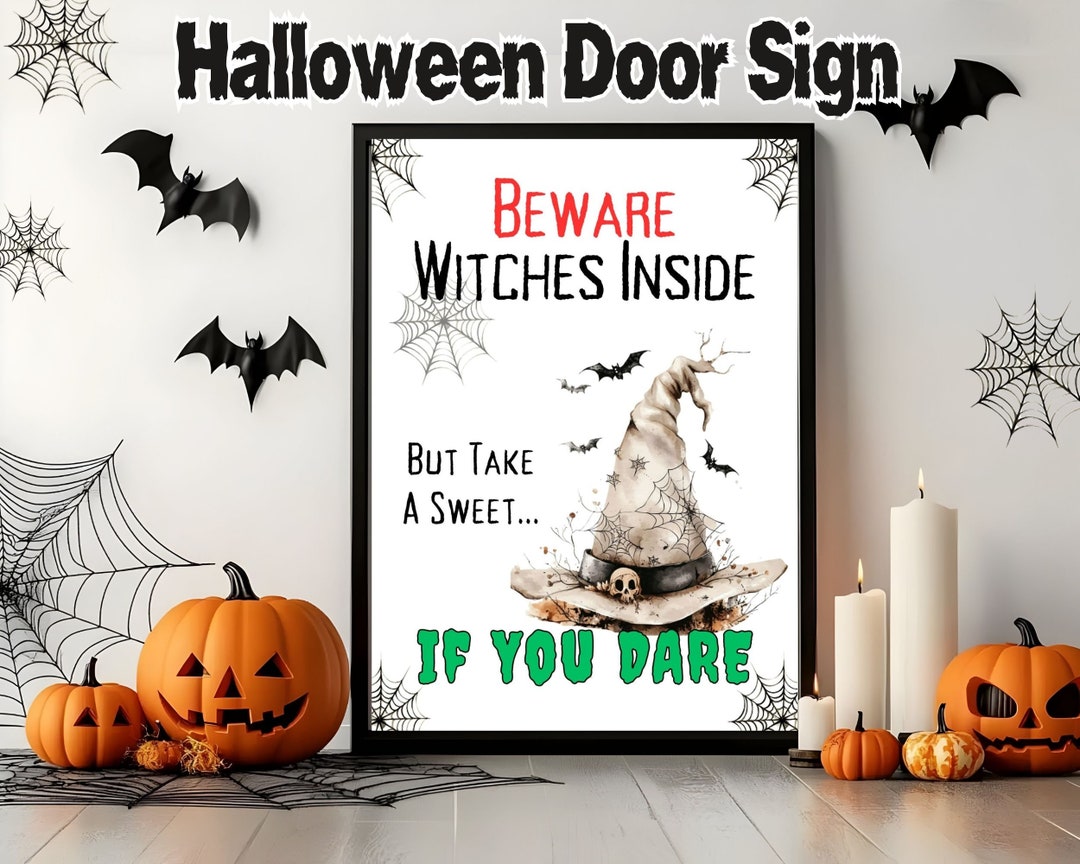 Halloween Porch Sign, Printable Halloween Trick-or-treat Front Door ...